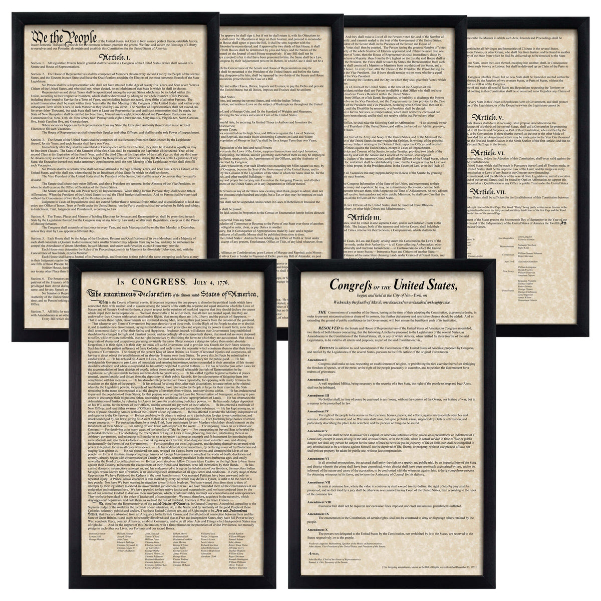 Framed Declaration of Independence, Constitution & Bill of Rights ...